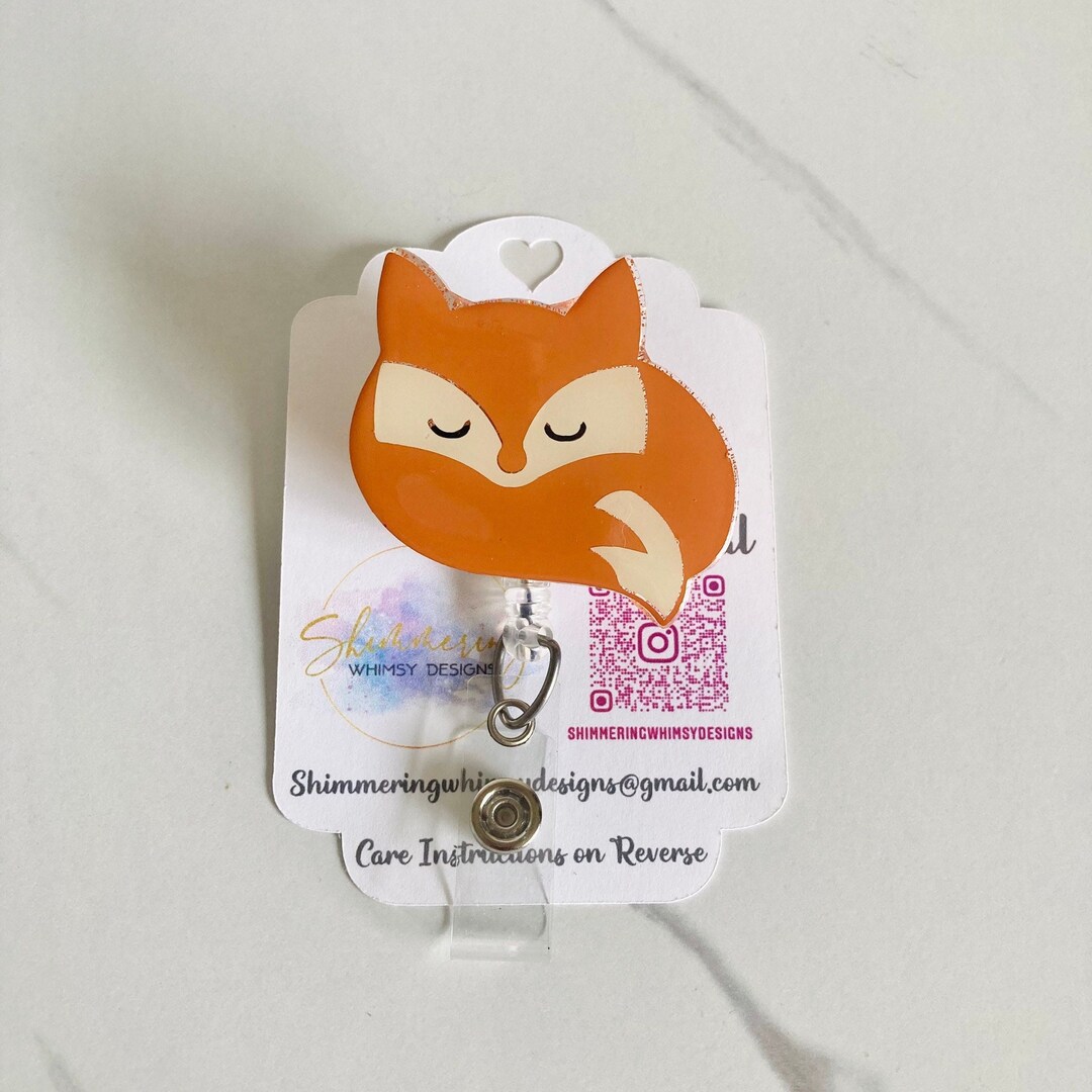 Fox Badge Reel for Identifications, Fall Badge, Autumn Badge, Nurse ...