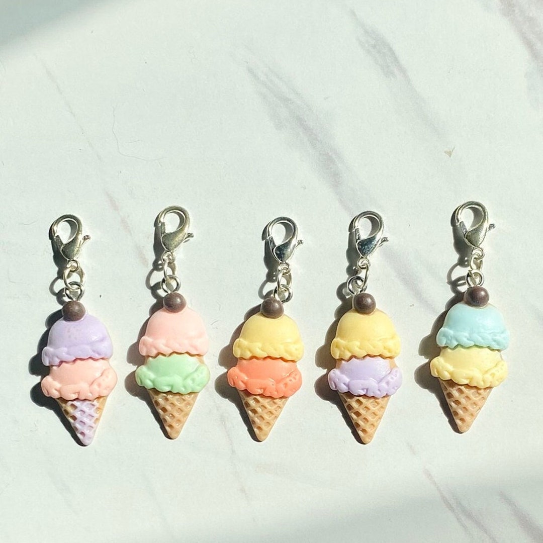 Double Scoop Ice Cream Badge Reel Charm, Zipper Pull, Charm, Bracelet ...