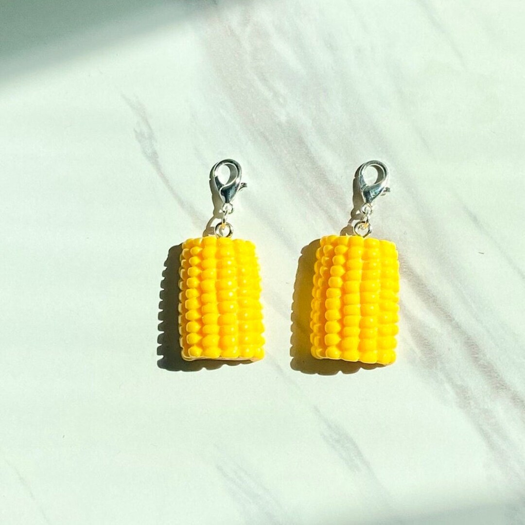 Corn Cob Badge Reel Charm, Zipper Pull, Charm, Bracelet Charm, Keychain ...