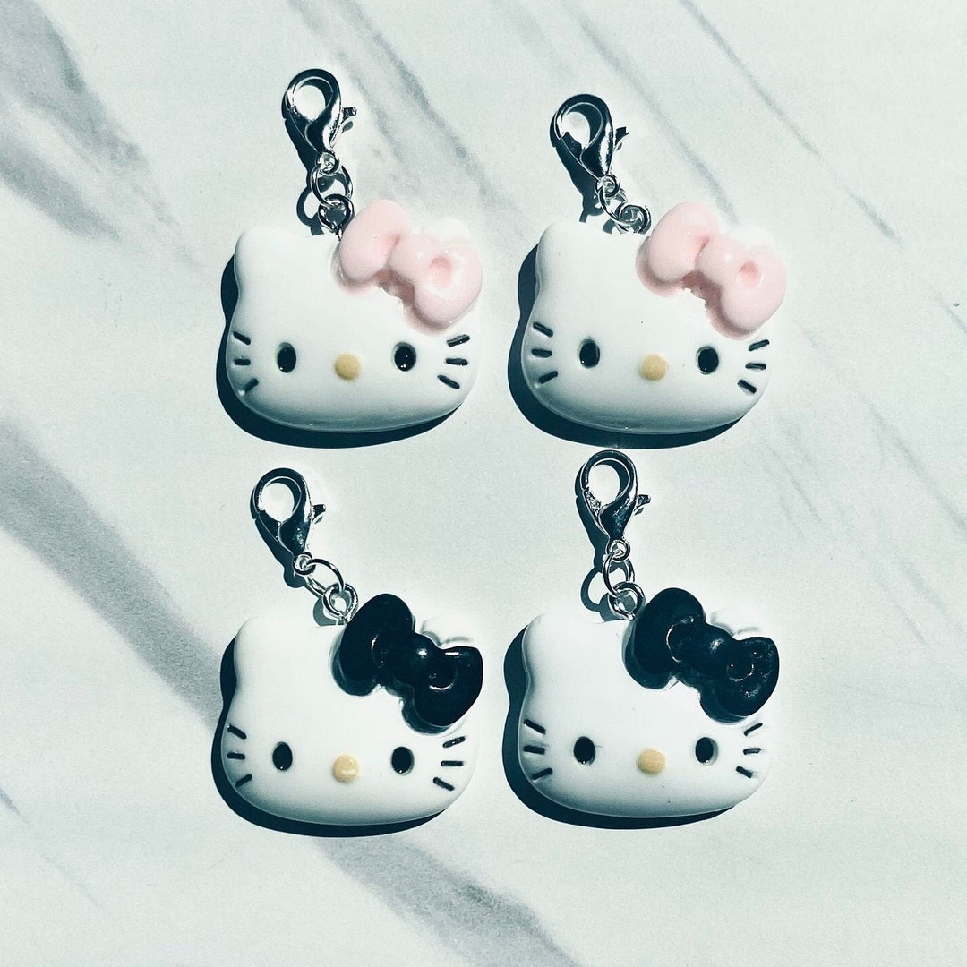 Bow Kitty Badge Reel Charm, Zipper Pull, Bracelet Charm, Keychain Charm ...