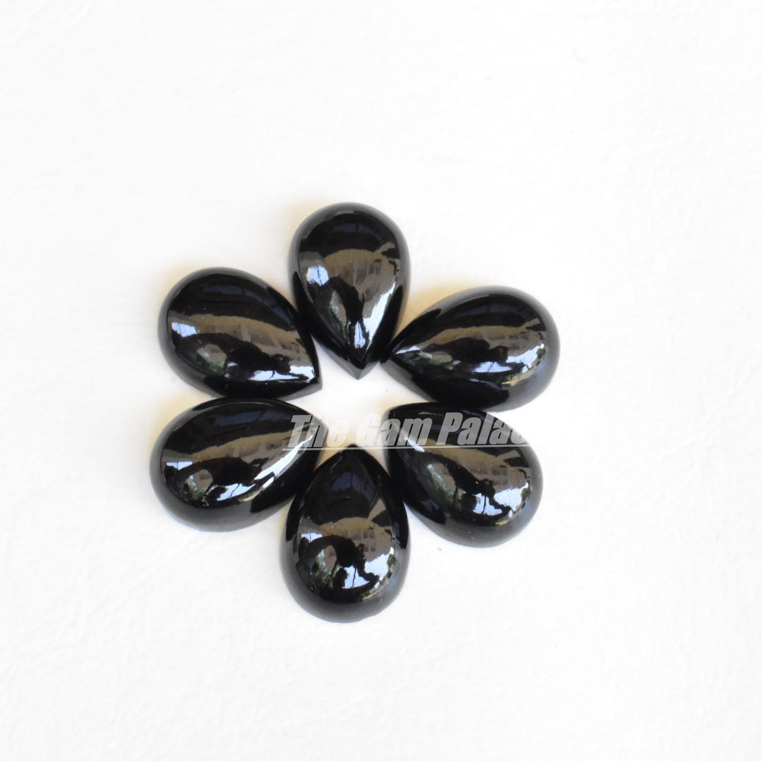 Black Onyx Gemstone 6 Pieces 14X10 MM Cabochon Calibrated, Loose Stone ...