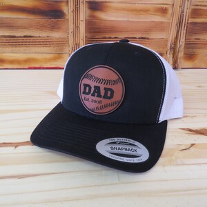 Baseball Dad Estalished Date Leather Patch Hat | Retro Trucker Snapback ...