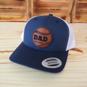 Baseball Dad Estalished Date Leather Patch Hat | Retro Trucker Snapback ...