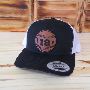Personalized Player Name and Number Baseball Leather Patch Hat ...