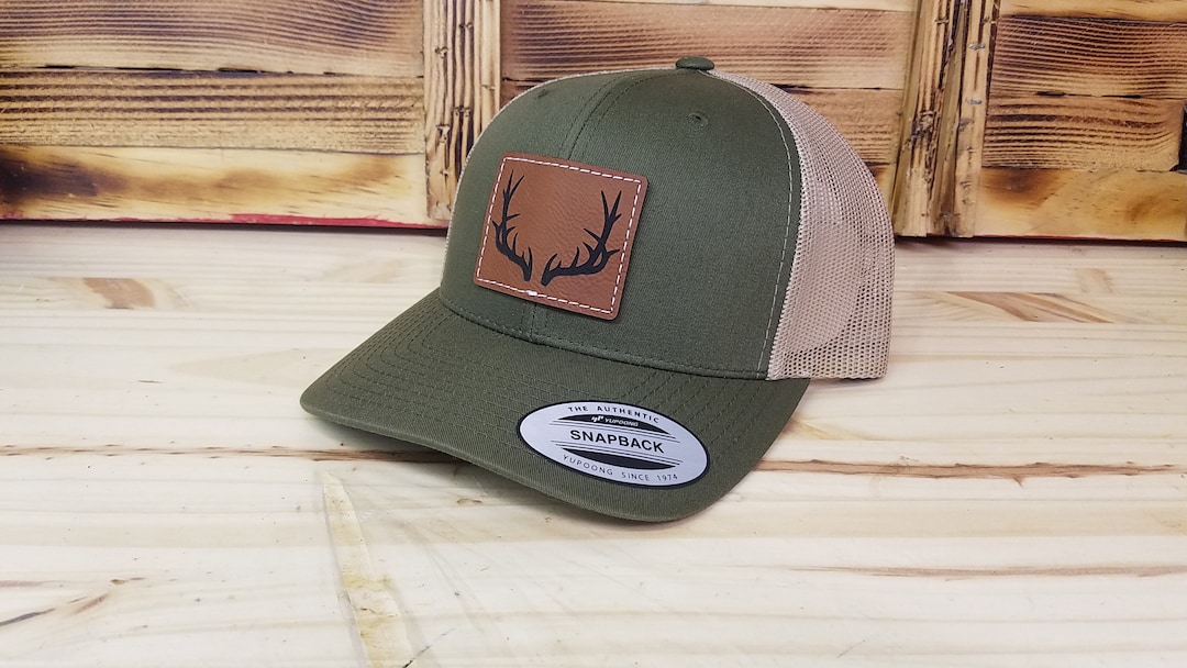 Deer Hunting Hat | Optional Leather Patch Color | 6 Panel Snapback ...