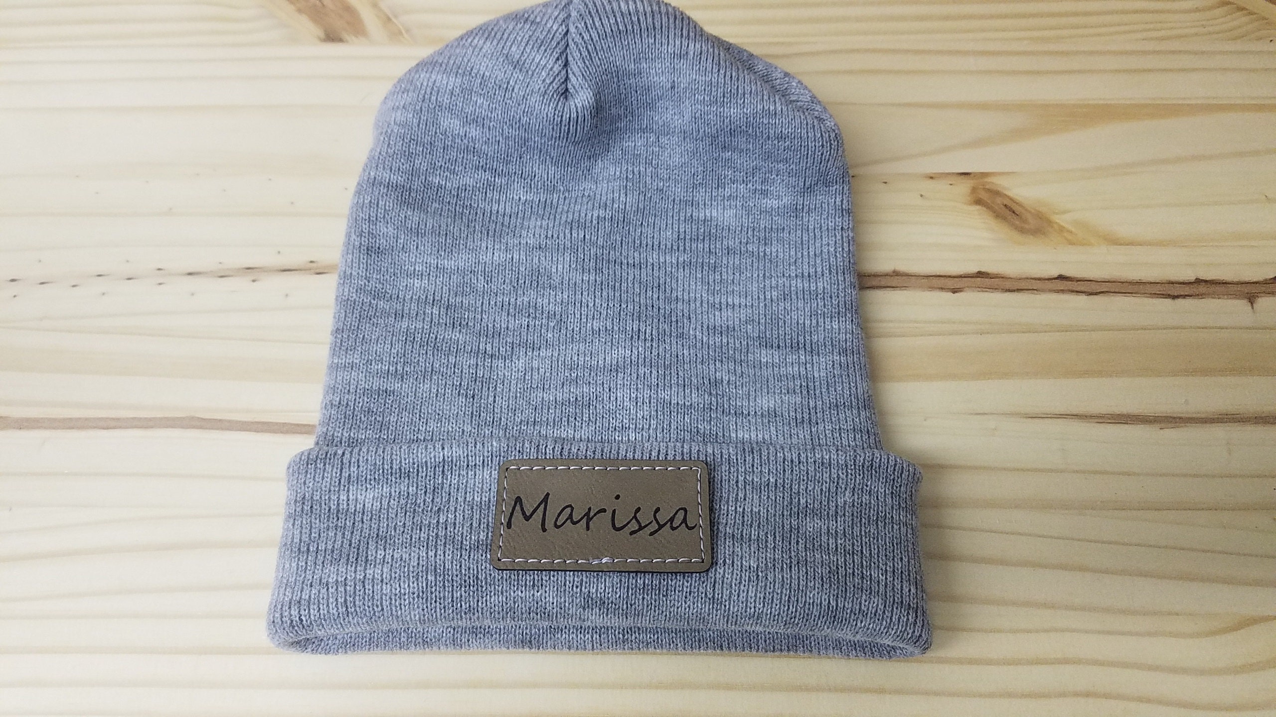 Custom Beanie Personalized Beanies Leather Patch Beanie With - Etsy