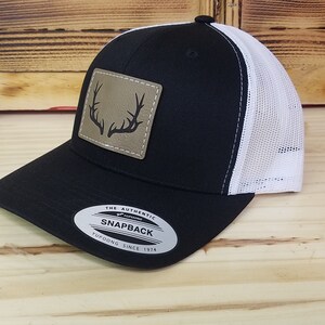 Deer Hunting Hat | Optional Leather Patch Color | 6 Panel Snapback ...