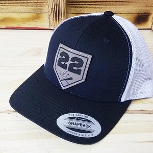Personalized Player Number Leather Patch Hat | Personalized Baseball ...