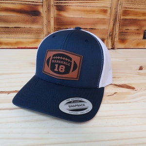 Football Personalized Player Number Leather Patch Hat | Personalized ...