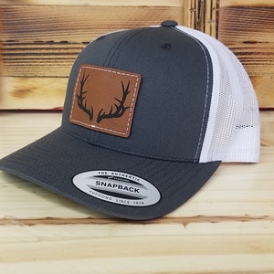 Deer Hunting Hat | Optional Leather Patch Color | 6 Panel Snapback ...