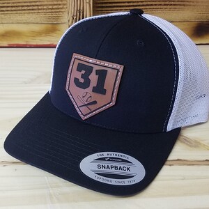 Personalized Player Number Leather Patch Hat | Personalized Baseball ...