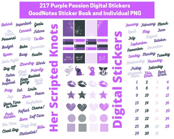 217 Purple Passion Stickers I Digital Stickers Goodnotes I - Etsy UK