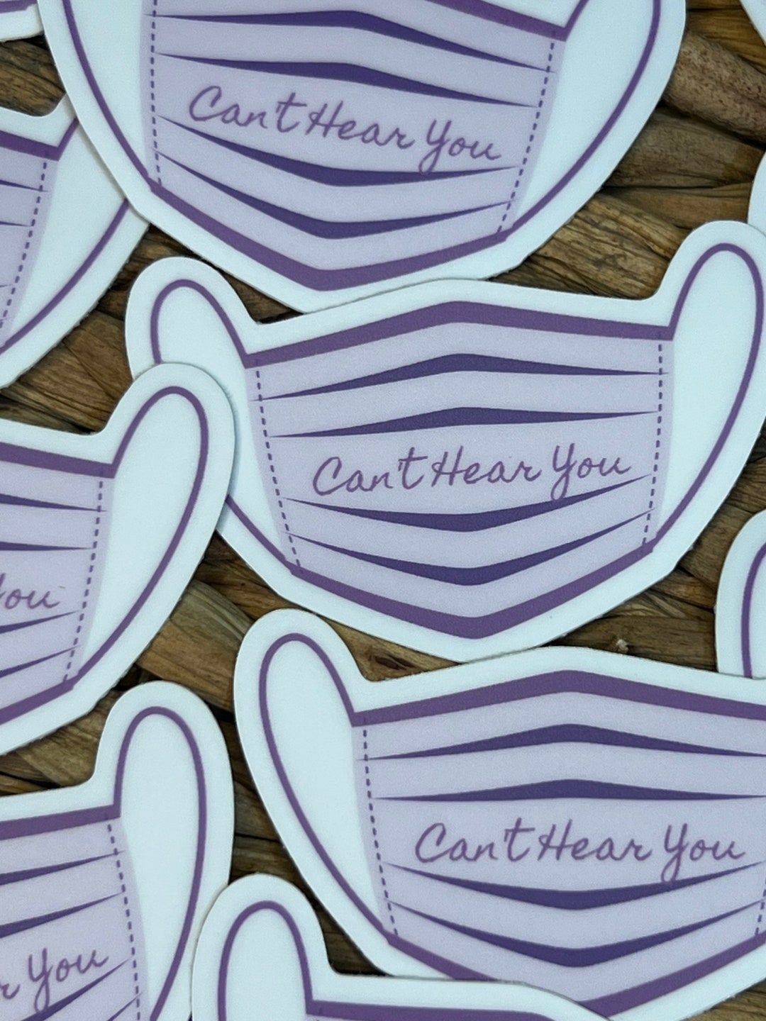 Can't Hear You Mask Sticker | Waterproof Sticker | Purple Sticker ...
