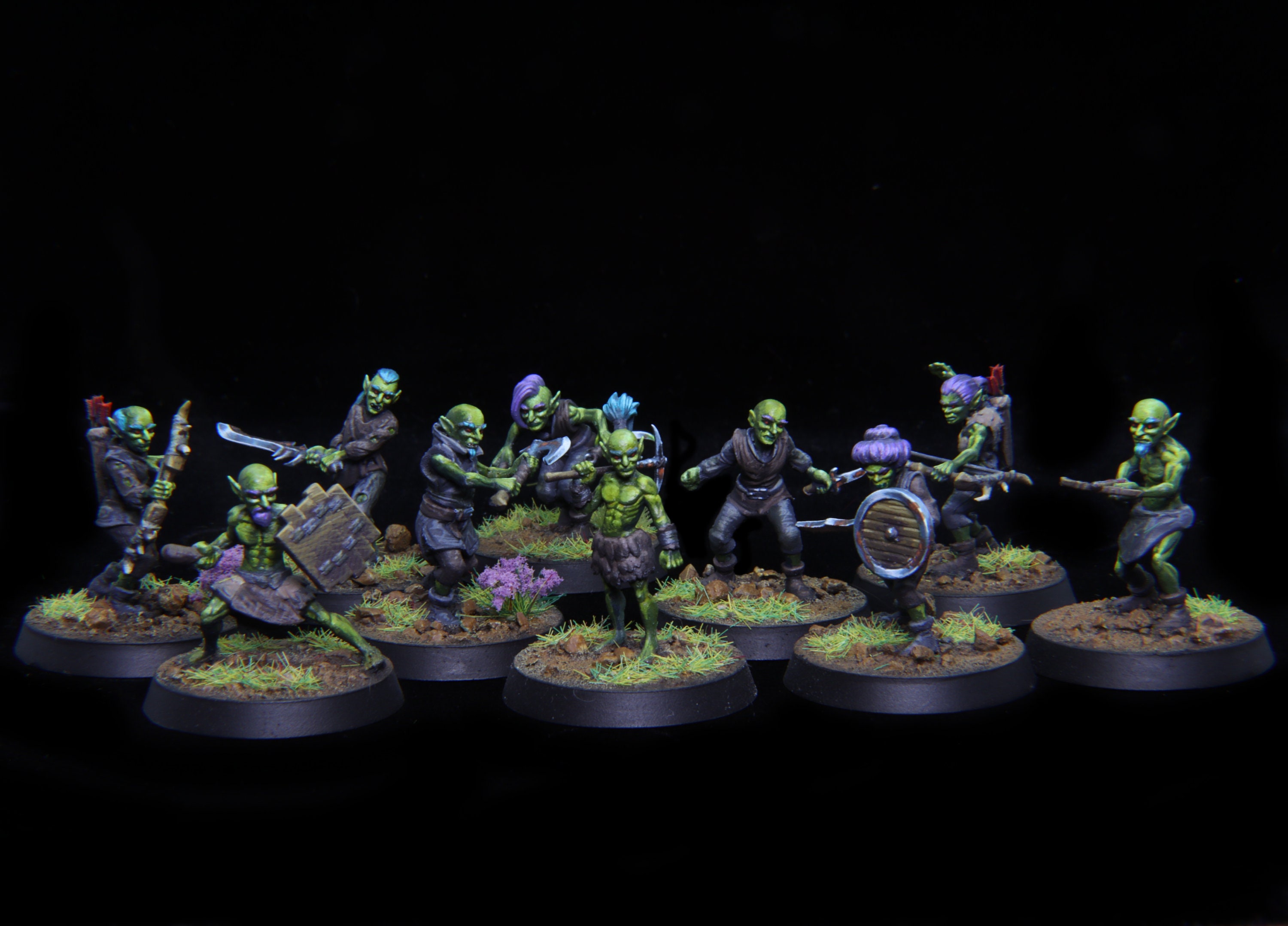 Mob of Goblins 10 Minis Hand Painted One-of-a-kind Tabletop Miniature ...