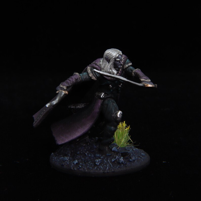 Drow Elf Dual Wielding Fighter Hand Painted Tabletop Miniature Dungeons ...