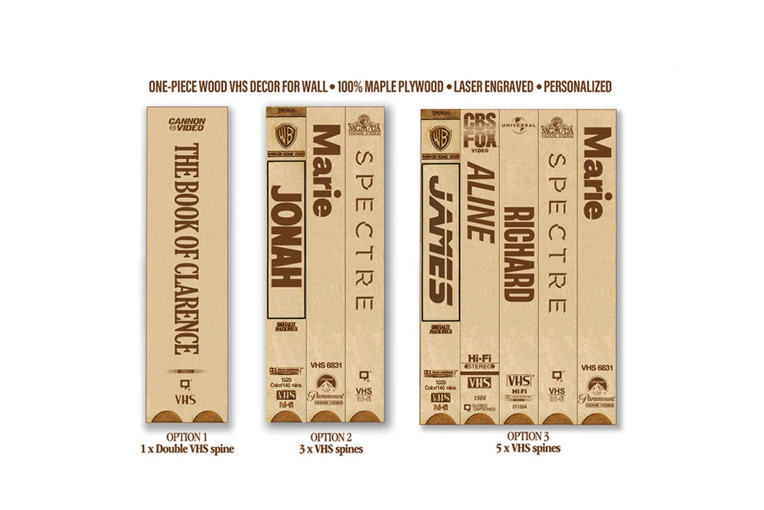 Wood VHS Sleeves, Wall Decor, 100% Maple Plywood, Names or Movie Titles ...