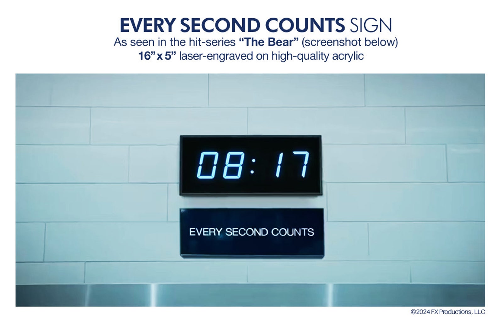 EVERY SECOND COUNTS Sign, 16"x5", as Featured in the Series "the Bear ...