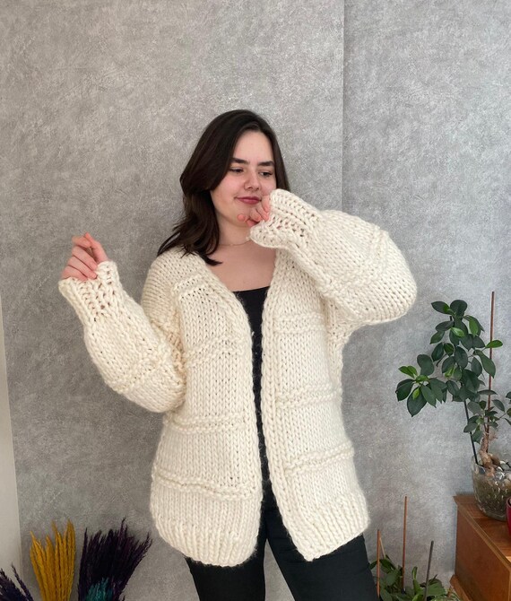 Chunky cream cardigan store