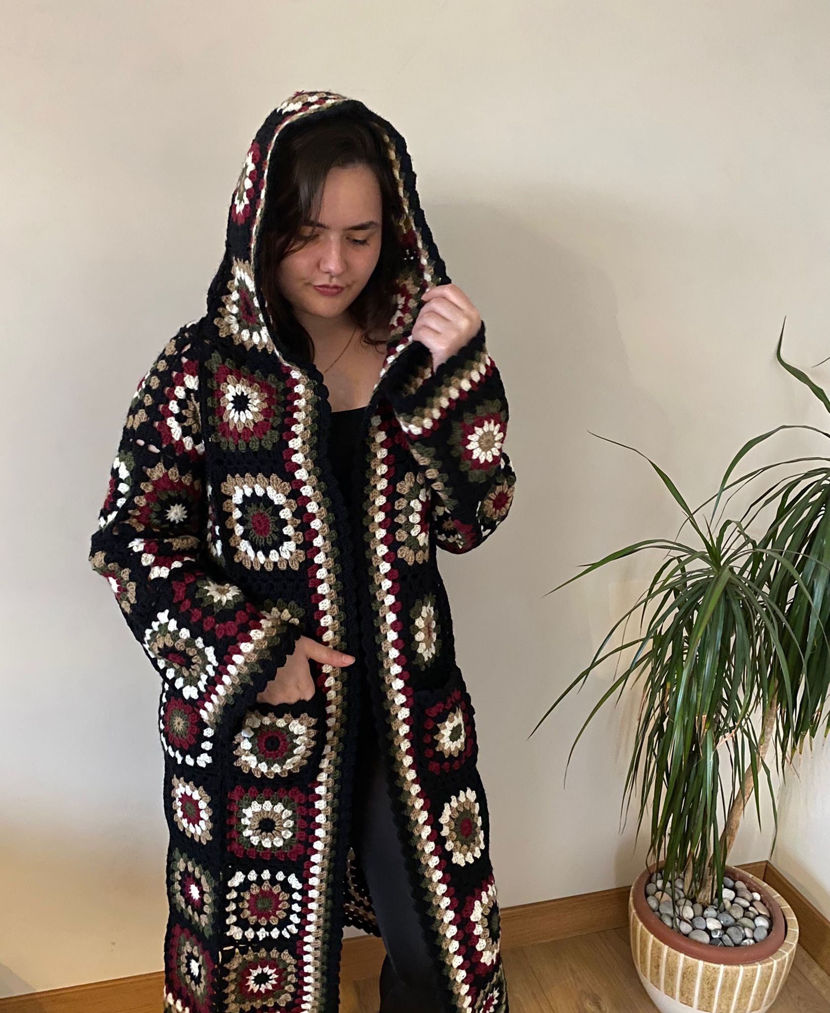 Crochet Oversized Granny Squares Jacket, Granny Square Afghan Coat ...