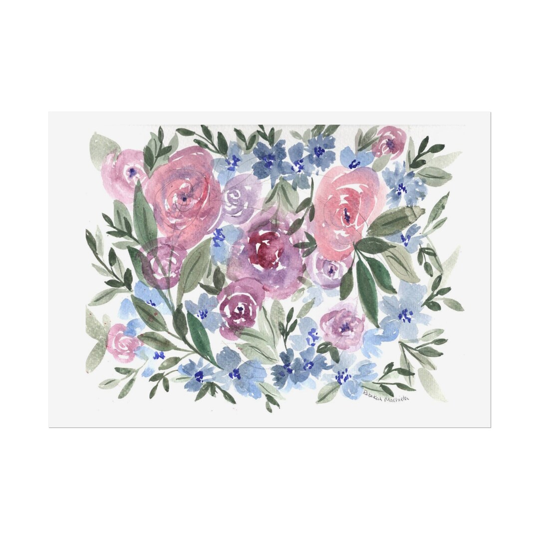 Floral Hand Drawn Watercolor, Poster - Etsy