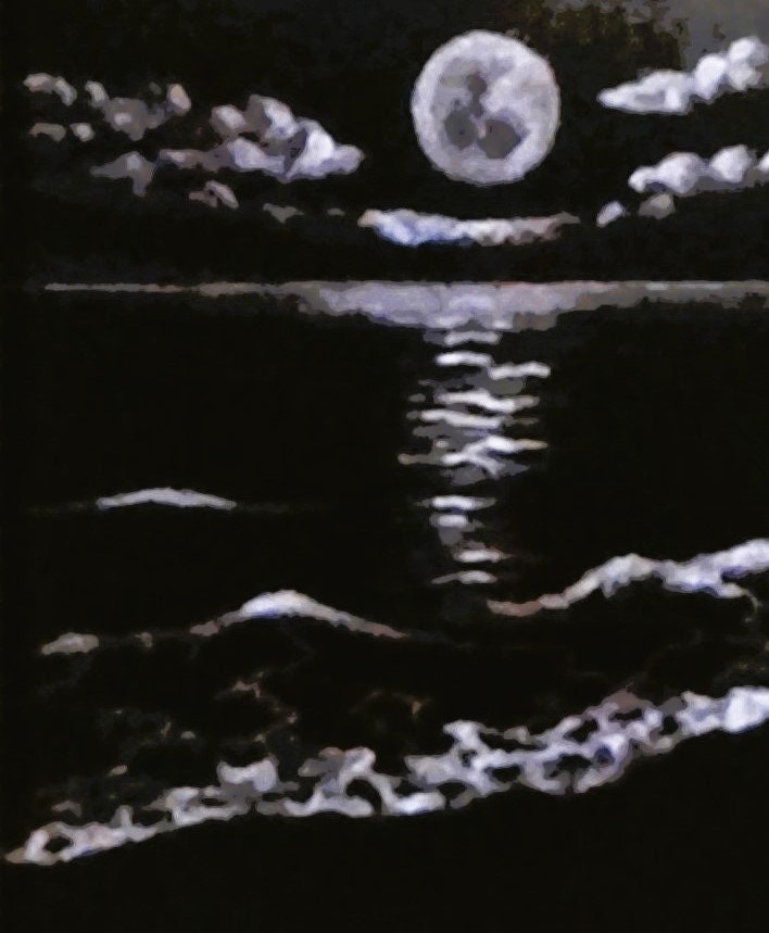 Moon Over the Water Moon Over Ocean Moon Over Gulf of Mexico Night ...