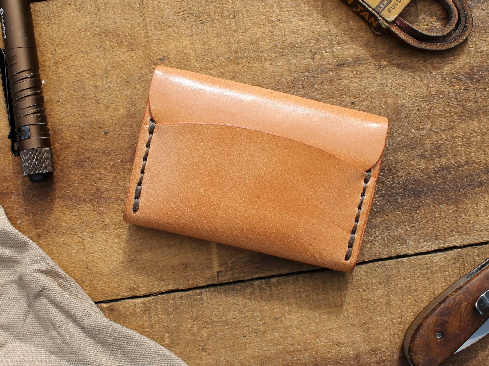 Leather Coin Pouch Style Wallet W/ Flap Opening | Handmade Full Grain ...