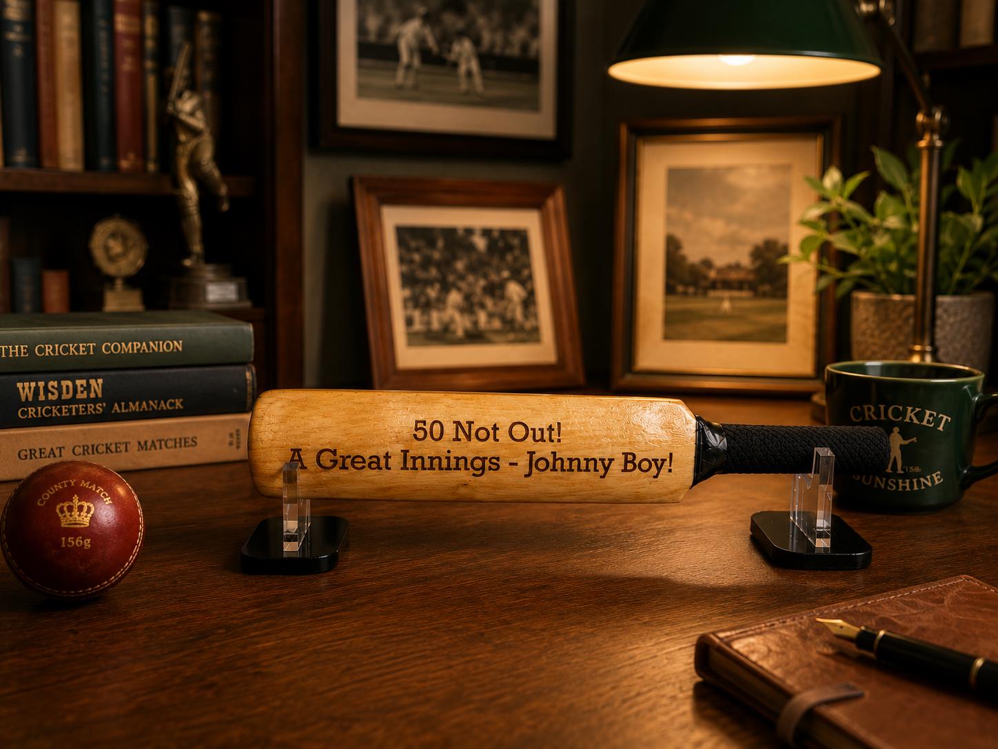 Personalised Mini Cricket Bat Gift | Engraved Wooden Cricket Keepsake ...