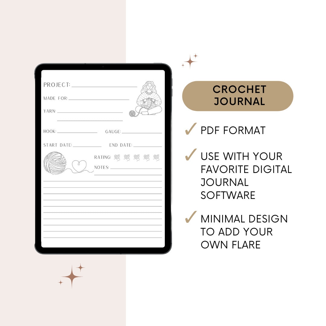 Crochet Journal - Digital Crochet Journal - Project Tracker - Project ...