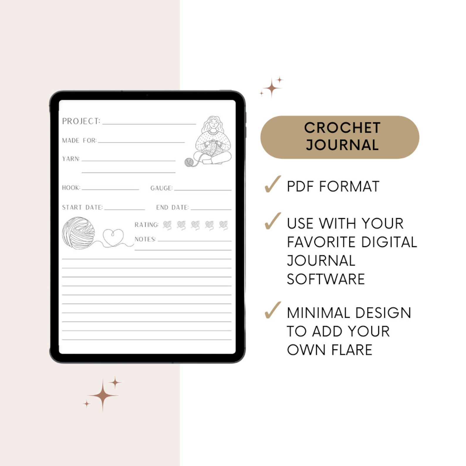 Crochet Journal - Digital Crochet Journal - Project Tracker - Project ...