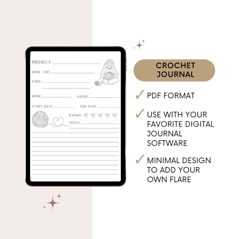 Crochet Journal - Digital Crochet Journal - Project Tracker - Project ...
