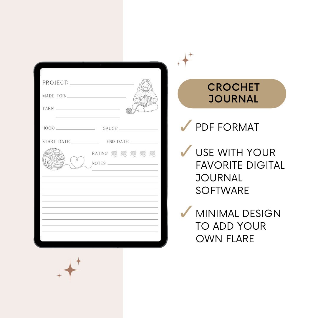 Crochet Journal - Digital Crochet Journal - Project Tracker - Project ...