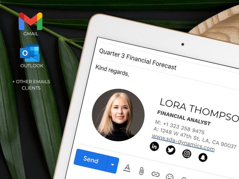Professional Email Signature Template With Clickable Social Media Icons ...