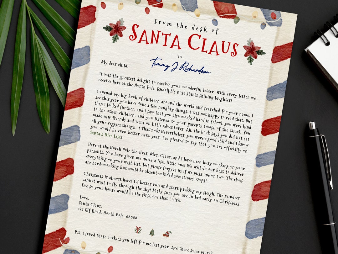 Editable Letter From Santa | Santa Letter Template | Personalized ...