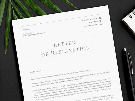 Resignation Letter Template Sample Letter & Writing Tips - Etsy Ireland