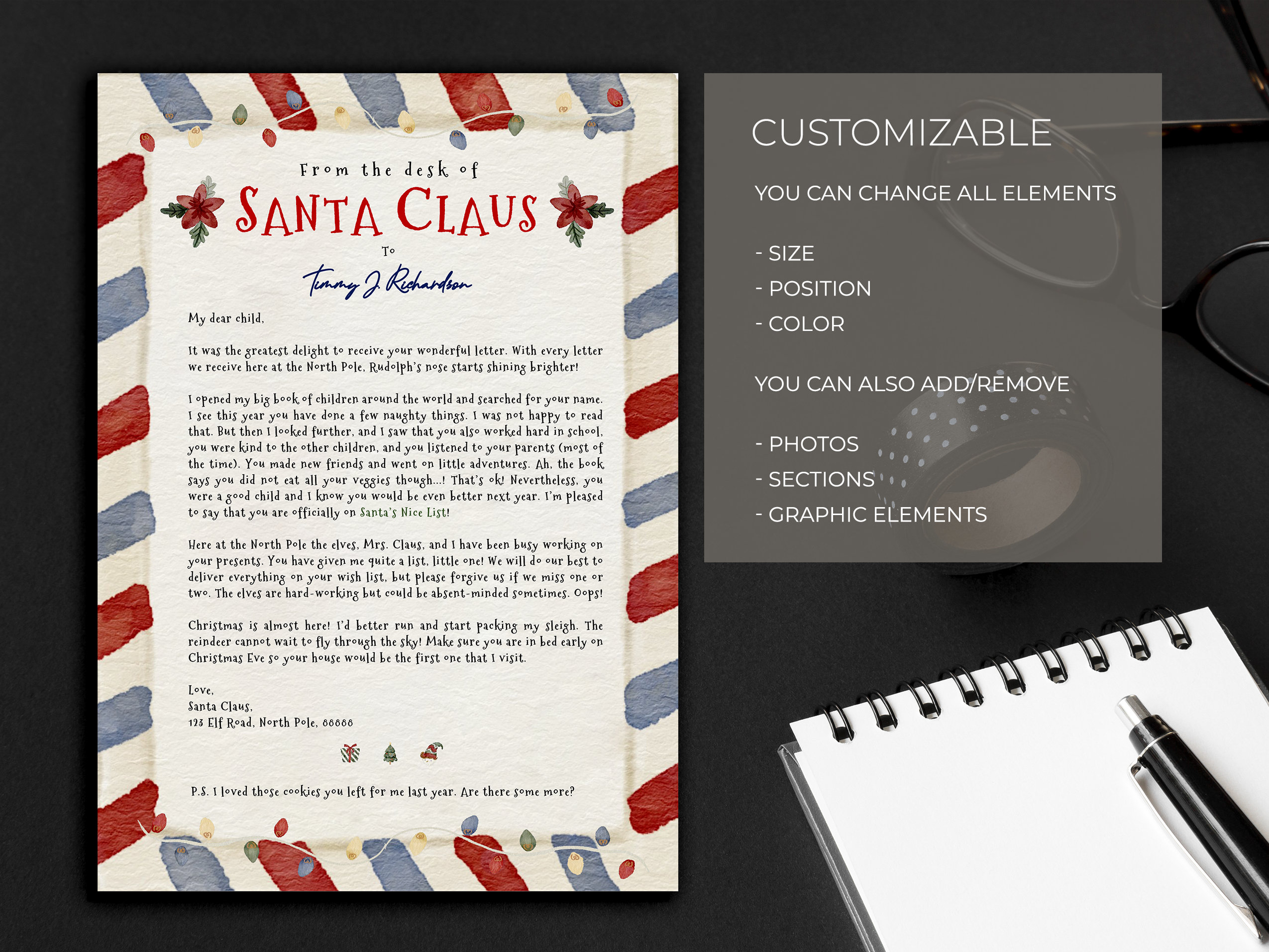 Editable Letter From Santa | Santa Letter Template | Personalized ...