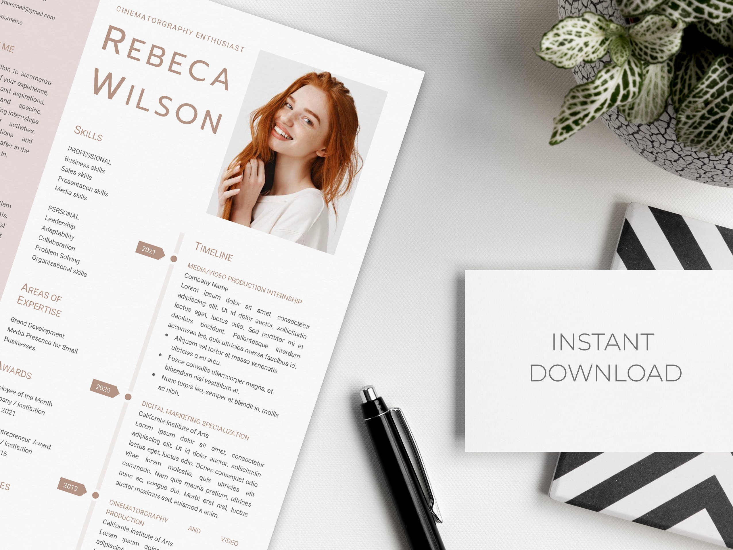 Compact One-page Resume Template | Mac Pages and Word Resume Template ...