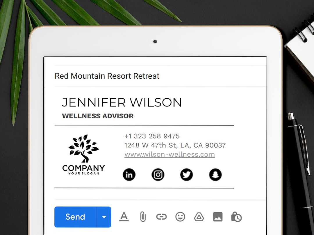 Email Signature Template With Clickable Social Media Links | Gmail ...