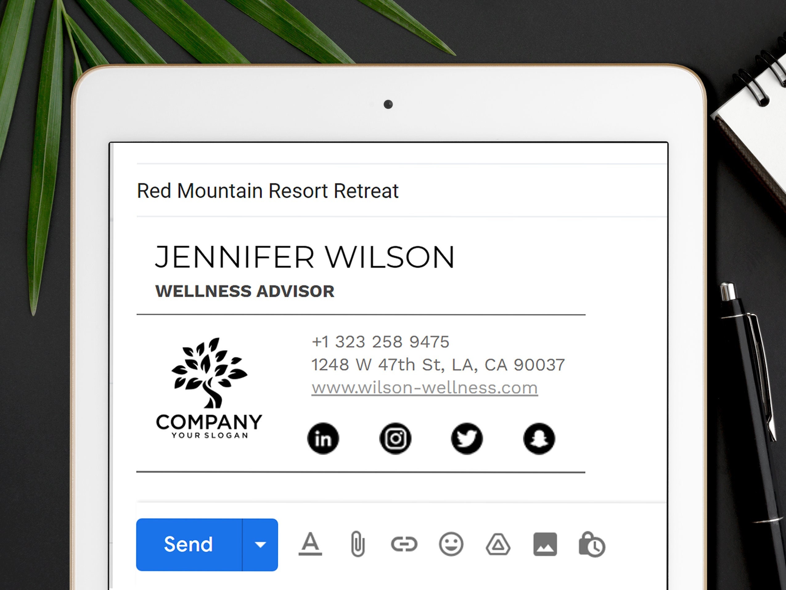 Email Signature Template With Clickable Social Media Links | Gmail ...