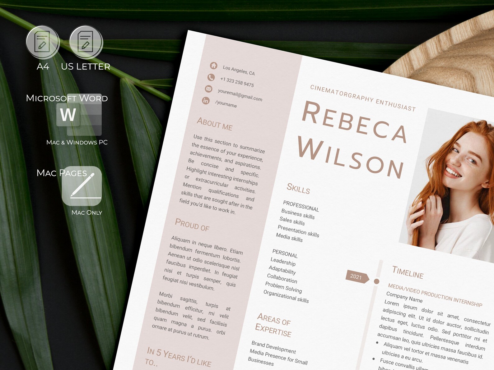 Compact One-page Resume Template | Mac Pages and Word Resume Template ...