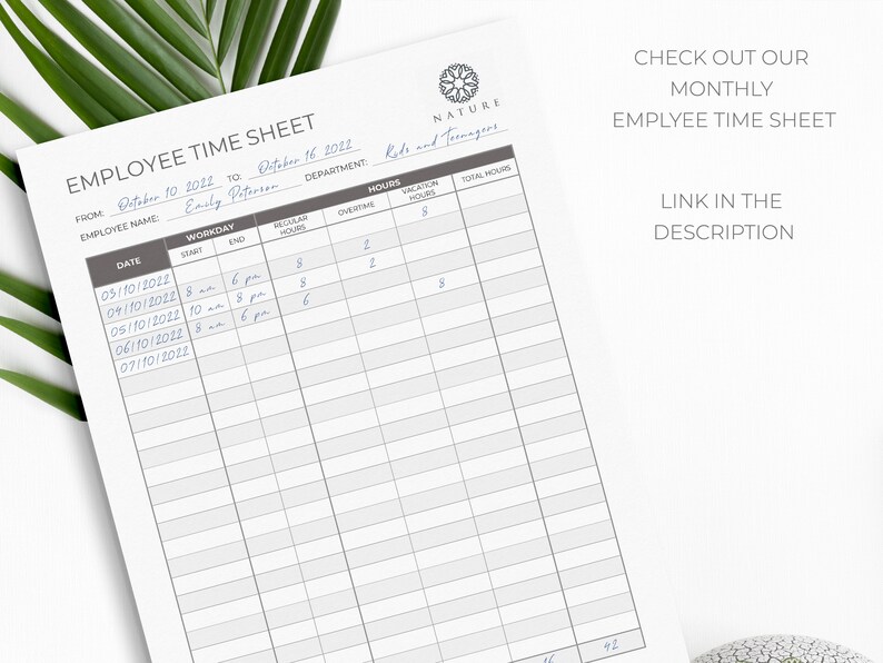 Employee Timesheet - Weekly | Editable and Printable | Time Card | Work ...