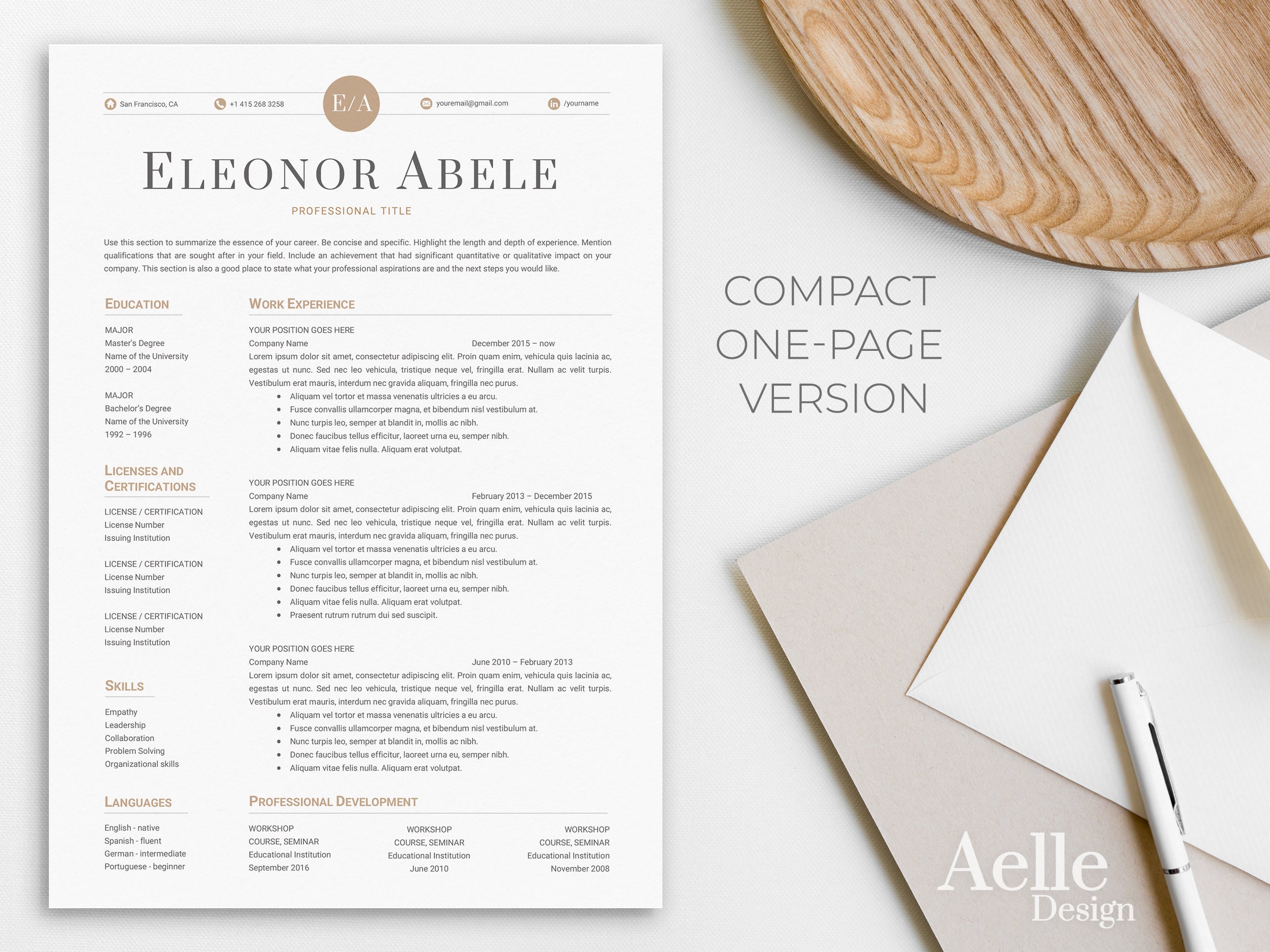 Modern Resume Template Neutral Colors | Mac Pages and Word Resume ...