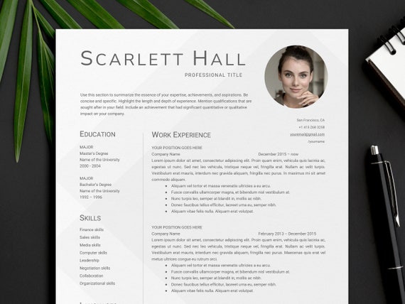 Modern Resume Template With Photo Word and Mac Pages Cover - Etsy