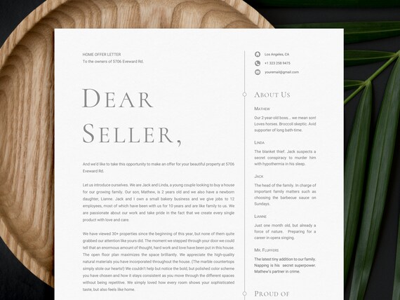 Home Offer Letter Template Including a Sample Letter & Writing - Etsy