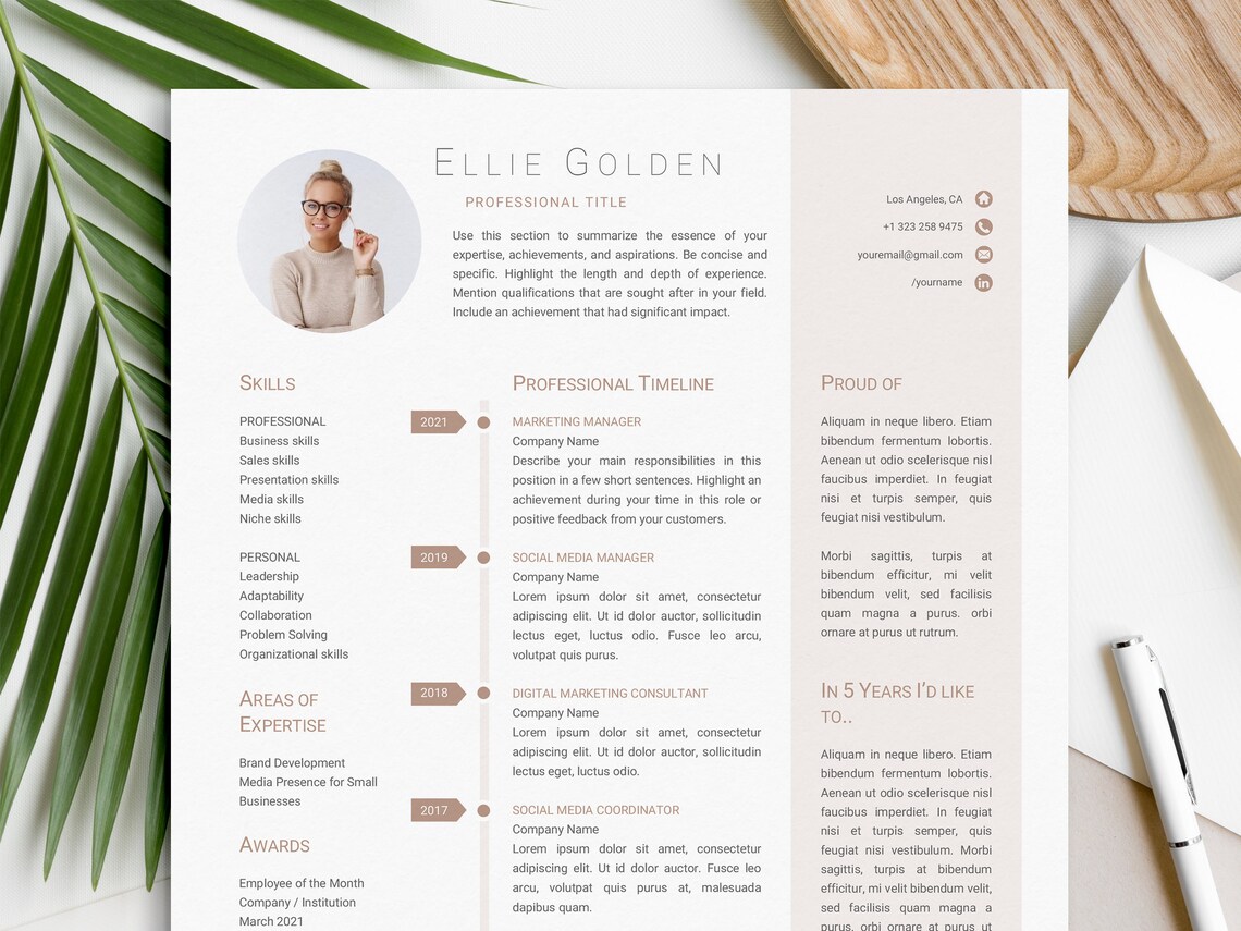 Creative One Page Resume Template Resume With Photo Word and Mac Pages ...