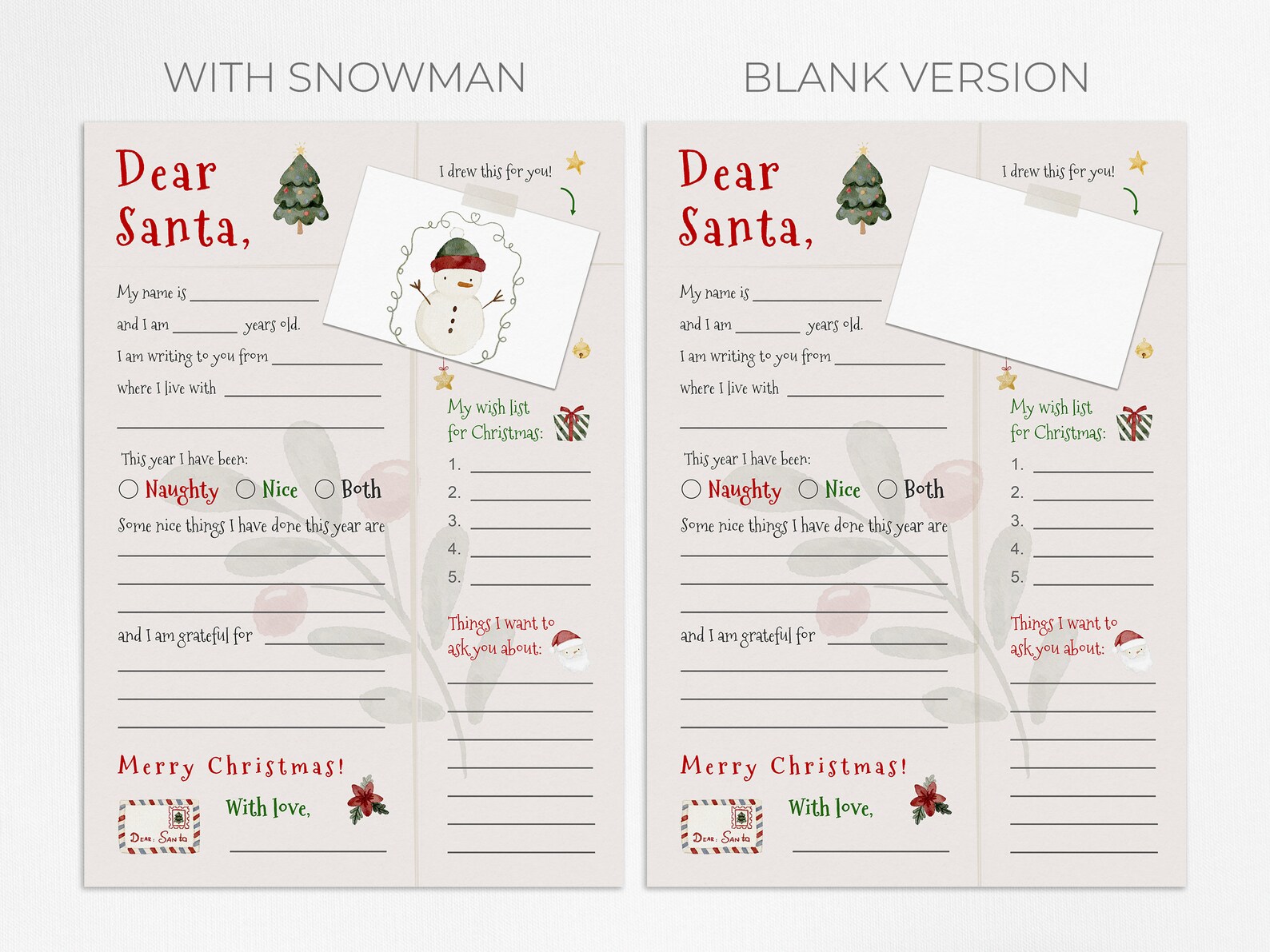 Letter to Santa Template | Santa Letter Printable | Dear Santa Letter ...