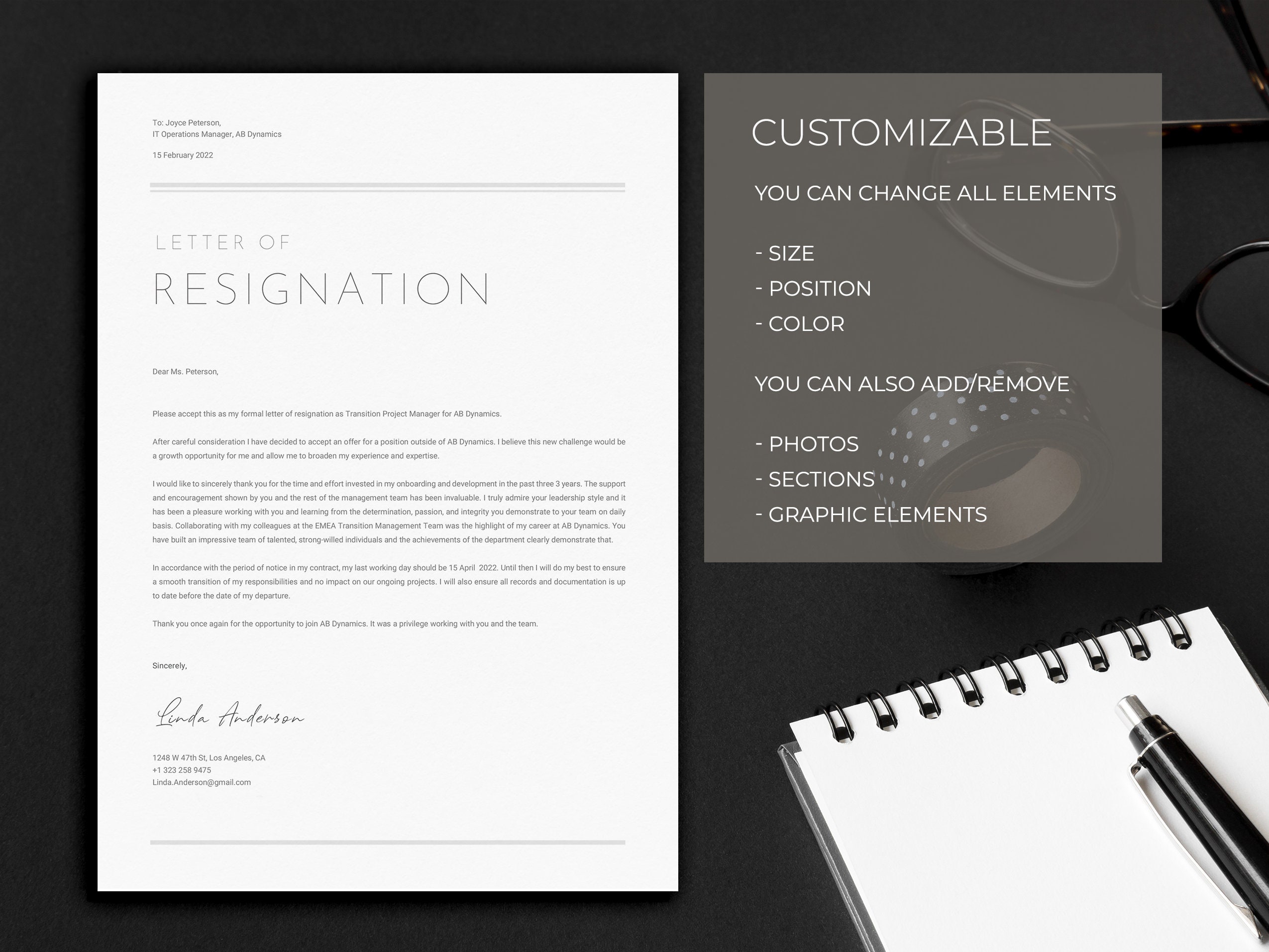 Professional Resignation Letter Template + Sample Letter & Writing Tips ...