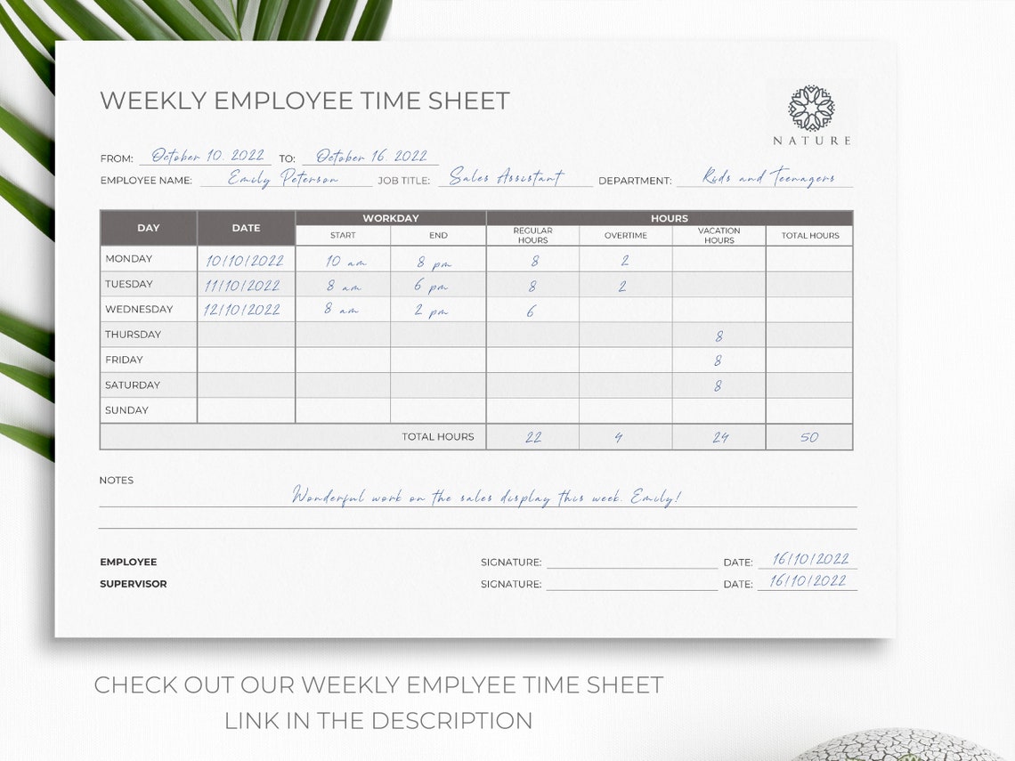 Employee Time Sheet - Monthly | Editable and Printable | Time Card ...