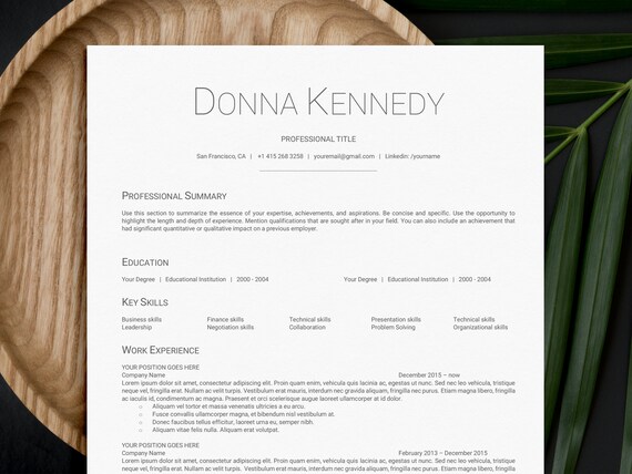 Minimalist ATS Resume Template Resume Template Google Docs | Etsy