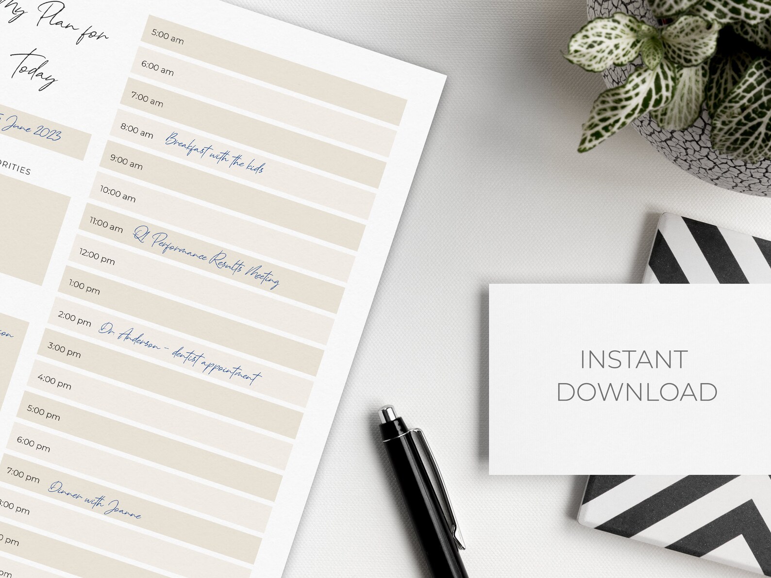Time Blocking Daily Planner PDF - Printable Productivity Template for ...