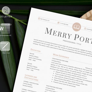 Teacher Resume Template | Pages and Word Resume Template | 1 Page ...